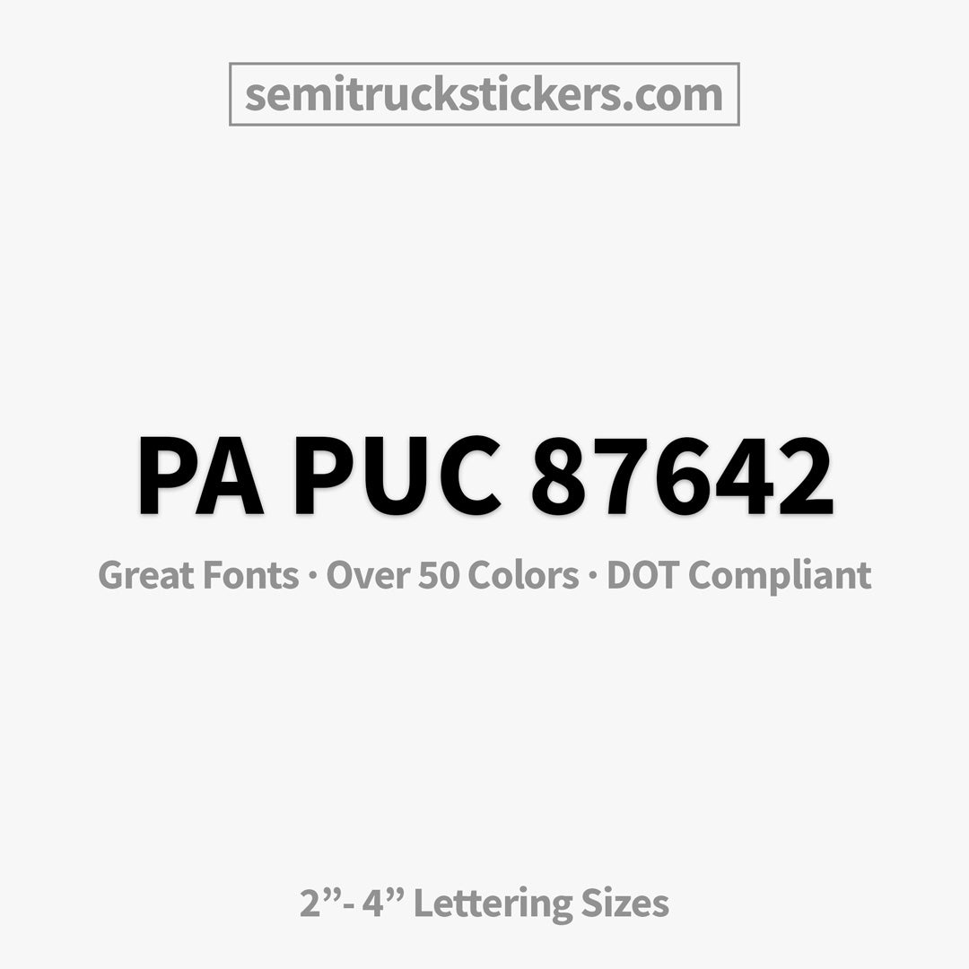 PA PUC Truck Decal, (Pair) – semitruckstickers.com