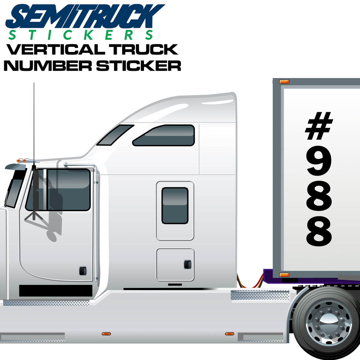 Vertical Custom Truck Number Decal Sticker Lettering Calcomanias (Set ...